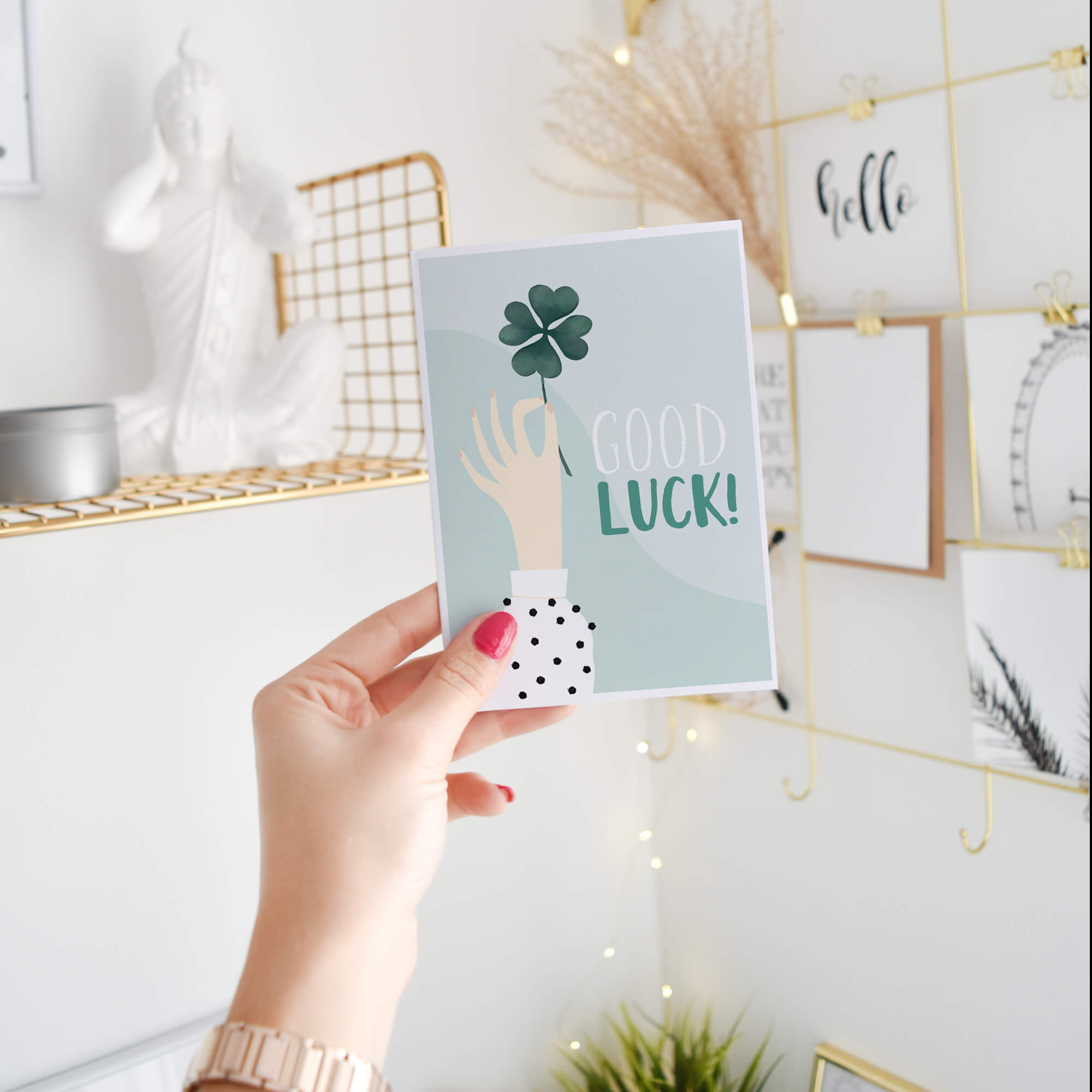 Kartka GOOD LUCK POWODZENIA A6 koniczynka - Cardie.pl